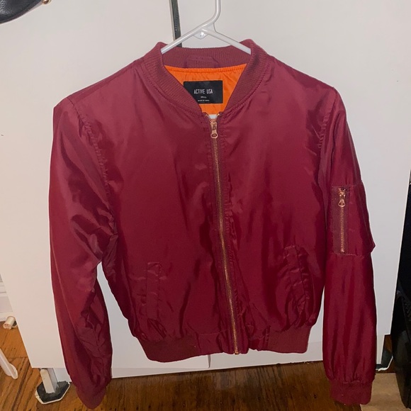 Active USA | Jackets & Coats | Maroon Bomber Jacket | Poshmark